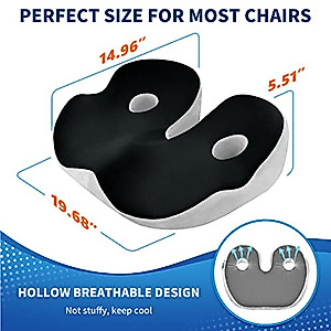 CODN Seat Cushion, Memory Foam Office Chair Cushion for All-Day Sitting, Tailbone and Sciatica Pain Relief Cushion, Chair Pad for Car Seat, Wheelchair and Desk Chair (Black)