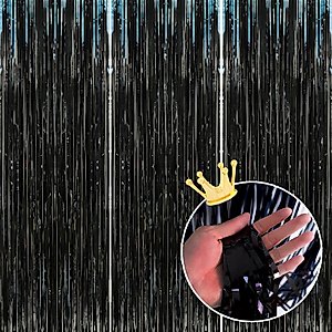 Party Streamers Tassel Backdrop, 3 Pack Black Tinsel Birthday Backdrop Party Decorations Use for Birthday Decor Wedding Engagement Baby Shower Bachelor Party Holiday Celebration Party Supplies