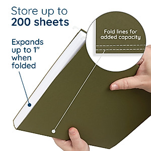 Blue Summit Supplies 25 Hanging File Folders, Reinforced Hanging Folders, Standard File Folders for Filing Cabinet, Letter Size, Green, 25 Pack