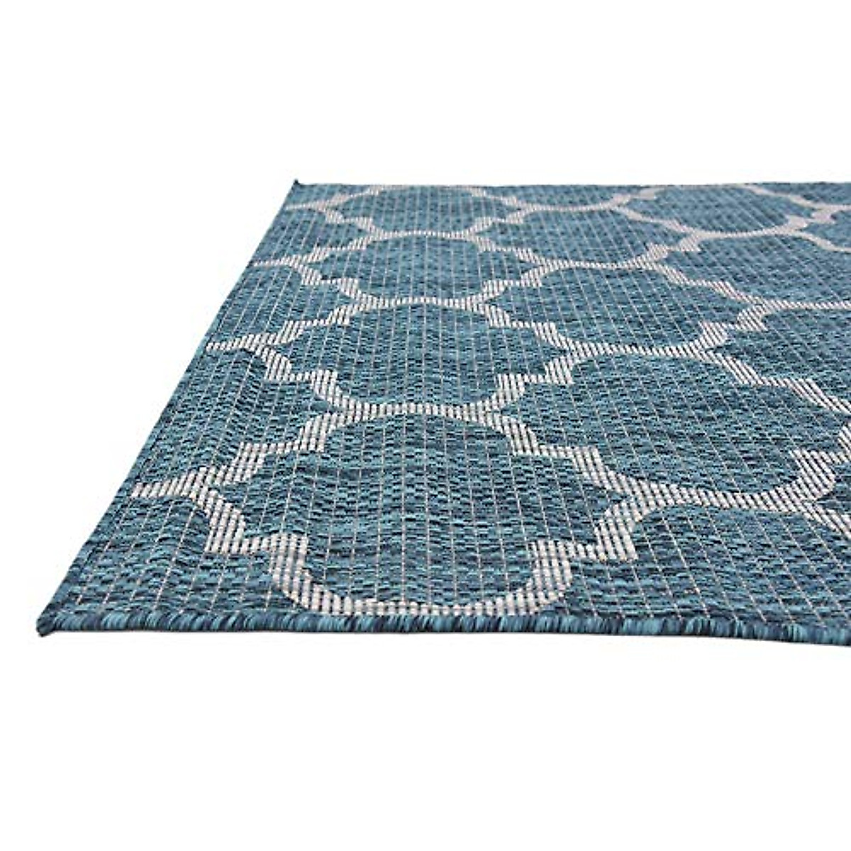 Unique Loom Outdoor Trellis Collection Area Rug (4' 1" x 6' 1" Rectangle, Teal/ Gray)