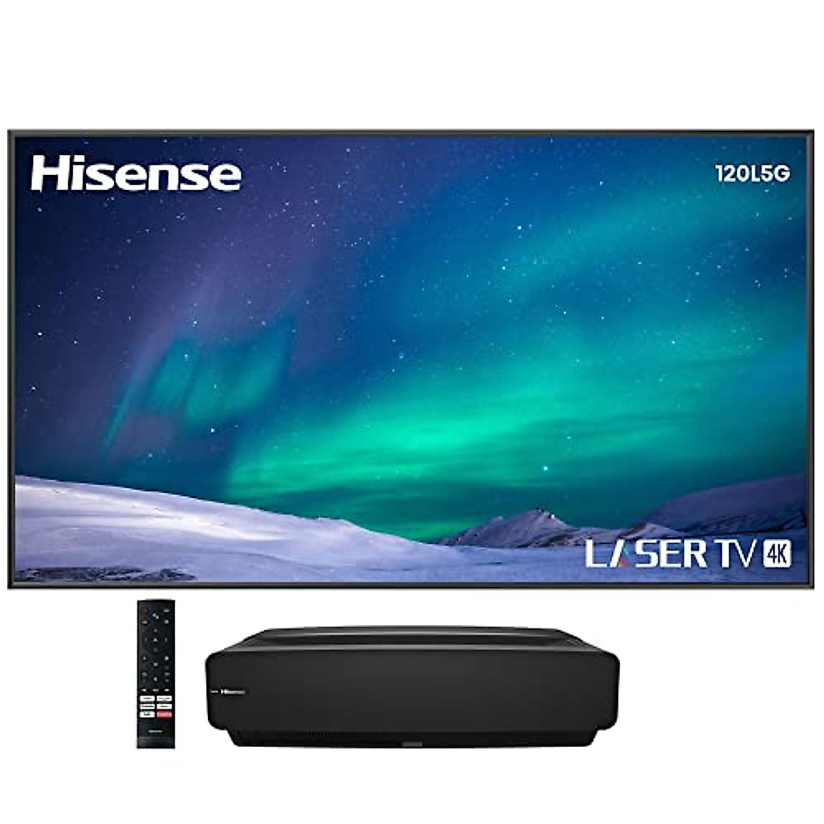 Hisense 120L5G-CINE120A 120" 4K Ultra-Short-Throw Laser TV & 120' ALR Cinema Screen Bundle with Premium 4 YR CPS Enhanced Protection Pack