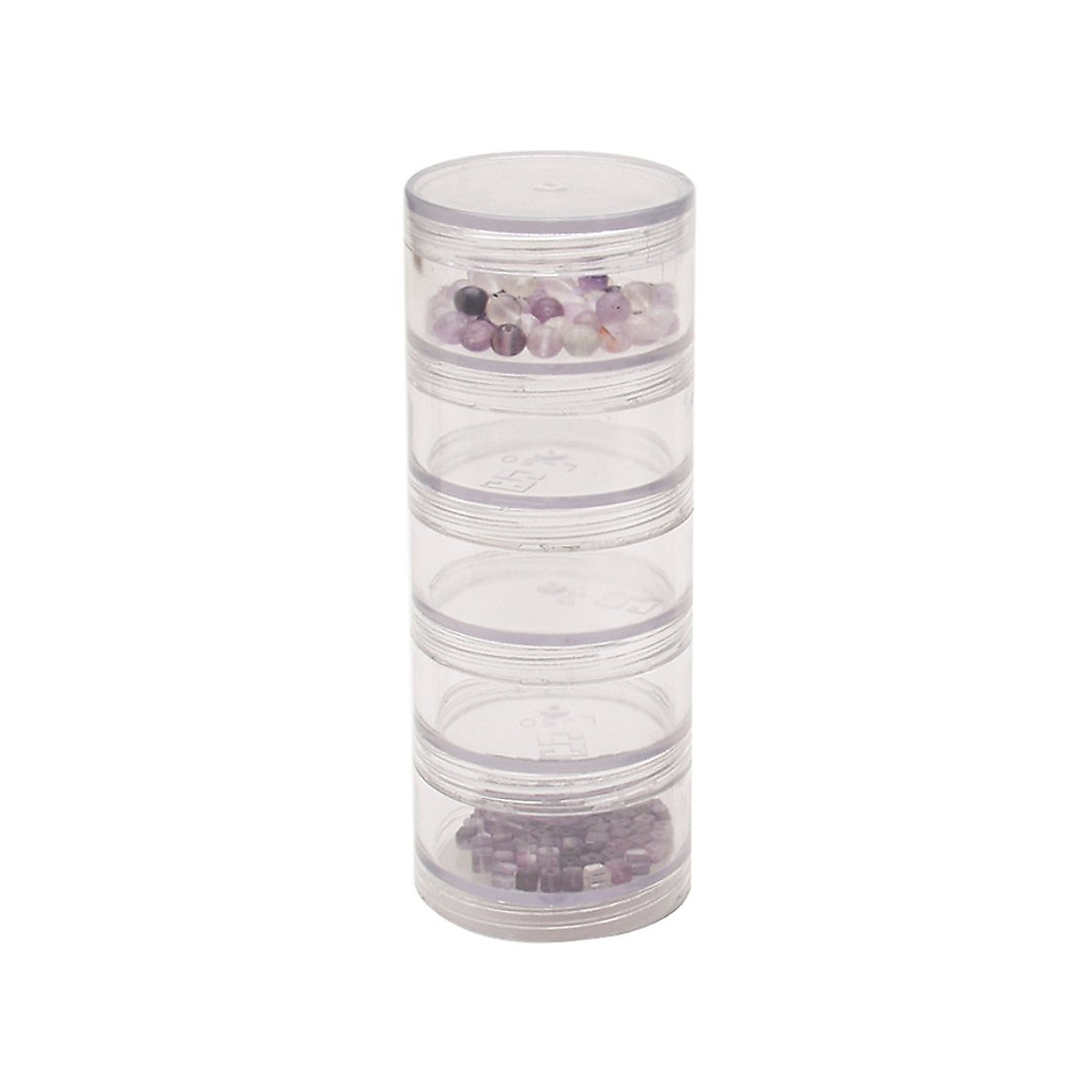5 Large Round Stacked Storage Set Jars Stone Small Parts Beading Jewelry Making Findings Stackable Organizer Containers