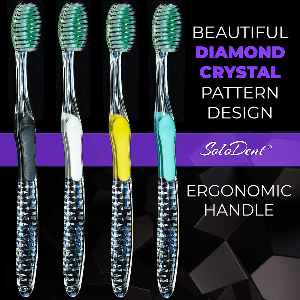 Solodent Toothbrush Soft, Silver & Jade Flossing Bristles (Pack of 2) Colors May Vary