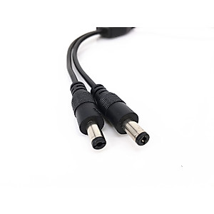 HUALAND 2 Pack Black 1 Female to 2 Male 5.5mm X 2.1mm CCTV DC Power Supply Splitter Cable