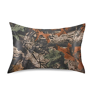 AUUXVA Satin Pillowcase for Hair and Skin Forest Tree Camouflage Pillow Cases Soft Pillow Cover Polyeaster Pillowcases with Envelope Closure Standard Size 20x26in