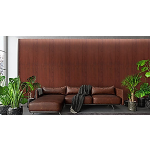 CiCiwind 118”x17.7”Red Brown Wood Peel and Stick Wallpaper Wood Contact Paper for Cabinets Closets Self-Adhesive Removable Textured Wallpaper Decorative Contact Paper for Walls Covering Vinyl Film