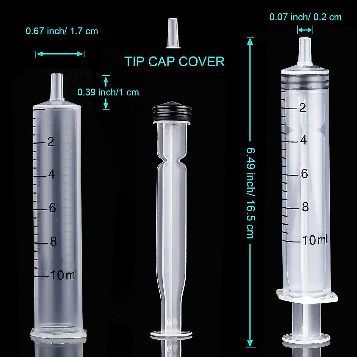 25 Packs 10ml Plastic Syringe, Luer Slip Tip with Cover Cap, Syringes for Liquid Jello Shots, Measuring, Watering, Refilling, Feeding