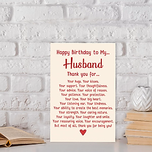Romantic Birthday Card Gift for Husband, Unique Husband Birthday Card from Wife, Thank You Husband Bday Card, Happy Birthday To My Husband