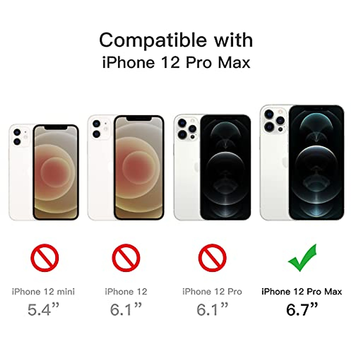 JETech 3 in 1 Case for iPhone 12 Pro Max 6.7-Inch, with 2-Pack Screen Protector and Camera Lens Protector, Non-Yellowing Shockproof Bumper Phone Cover, Full Coverage Tempered Glass Film (Clear)