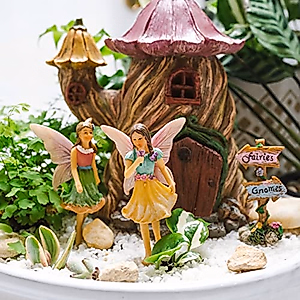 PRETMANNS Fairy Garden House Kit - Fairy Garden Accessories Outdoor - Fairy House & Fairies for Fairy Garden – Fairy Garden Supplies - Fairy Garden Kit for Adults - Garden Fairy House - 4 Items