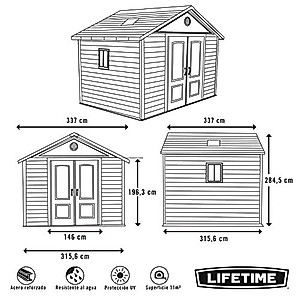Lifetime 6433 Outdoor Storage Shed with Windows, 11 by 11 Feet
