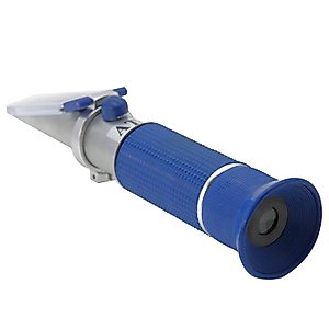 AMTAST Handheld Beer Refractometer Brix Refractometer Wine Refractometer Tester ATC Dual Scale-Brix 0-32% Specific Gravity 1.000-1.120, Made of Copper (Not Cheap Aluminum)