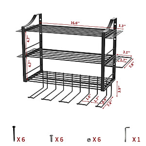 ZWanPing 4 Layers Power Tool Organizer,Heavy Duty Drill Holder Wall Mount Tool Shelf, Heavy Duty Metal Tool Hangers Utility Storage Shelves for Power Tools, Separate Tool Rack