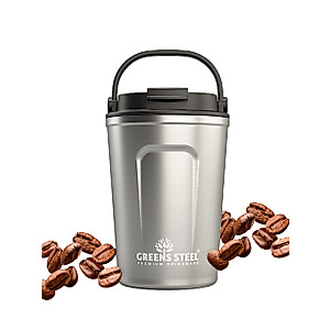 Stainless Steel Insulated Coffee Mug for Hot & Cold Drinks, 12 oz Silver - Coffee Cup with Lid and Handle - Coffee Travel Mug - 100% Leak-Proof Insulated Coffee Tumbler - Travel Coffee Mug Spill Proof
