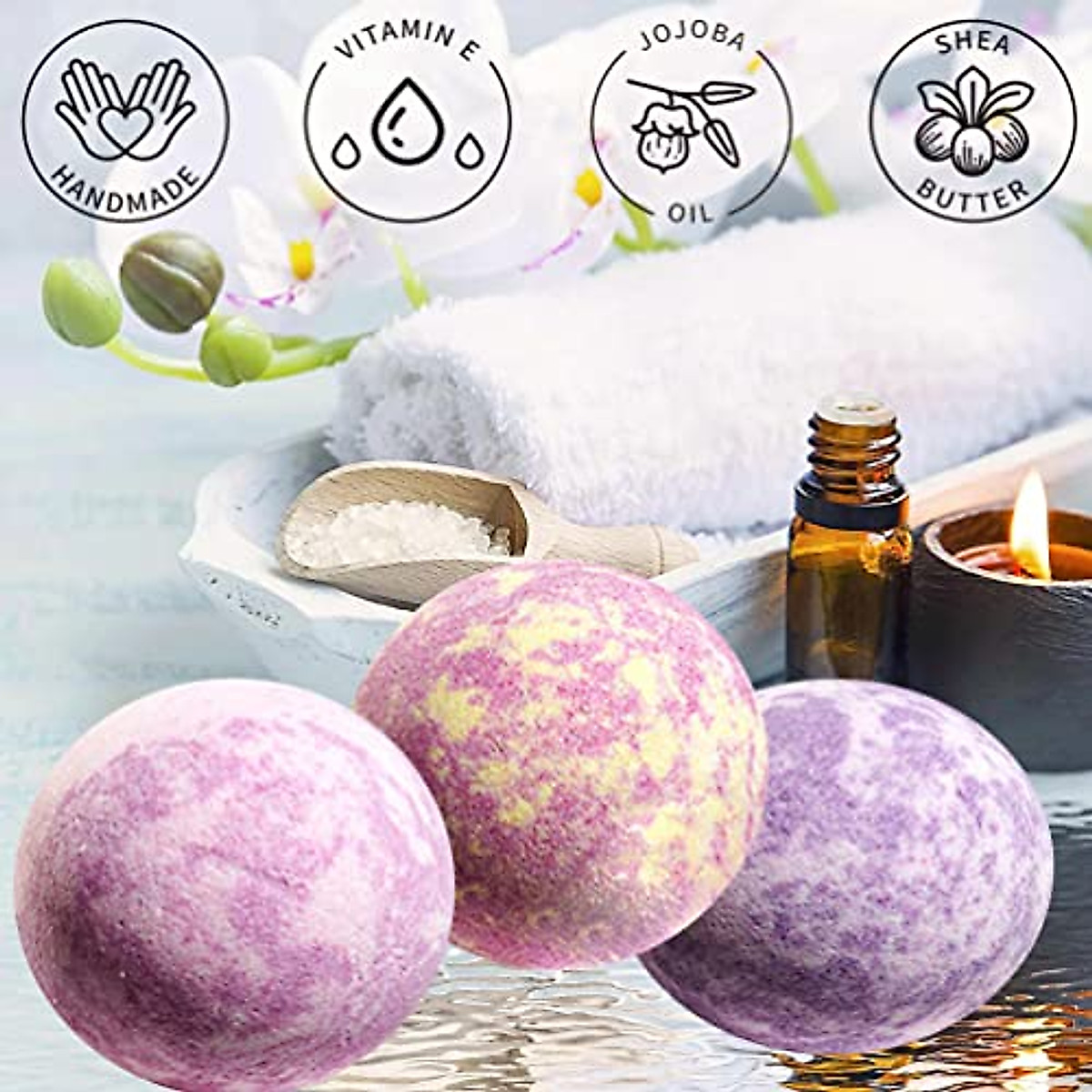 Bath Bombs Gift Set, 30pc Lavender Bath Bombs for Women, Mom, Men Natural Spa Bubble Bath Bomb, Shower & Bath Accessories for Women, Bath Gift for Birthday, Pampering Relaxing Aromatherapy