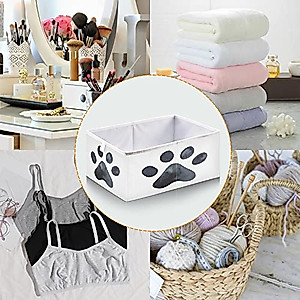 ALAZA Black Dog Paw Print on White 11 Inch Cube Storage Bin Organizer Foldable Basket for Closet Cabinet Shelf Office
