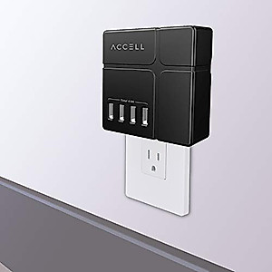 Accell Power Cube - Surge Protector and USB Wall tap Power 2-in-1 Combo, 3 Protected AC outlets, 6 USB-A Ports, 6ft Cord, Black, 540J, UL Certified