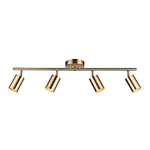 Globe Electric Pratt 4-Light Track Lighting, Matte Brass, Gold