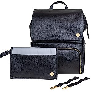 CleverMade Diaper Bag Backpack with Changing Pad & Stroller Straps - Stylish Unisex Maternity Back Pack Bags for Newborn Baby Essentials, Black