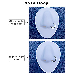 8mm Silver 316L Surgical Steel Septum Rings Nose Piercing Ring Black Hinged Nose Rings Hoop Cartilage Earring Lobe Tragus Daith Rook Helix Piercing Jewelry 16 Gauge Septum Clicker Lip Rings Snakeskin