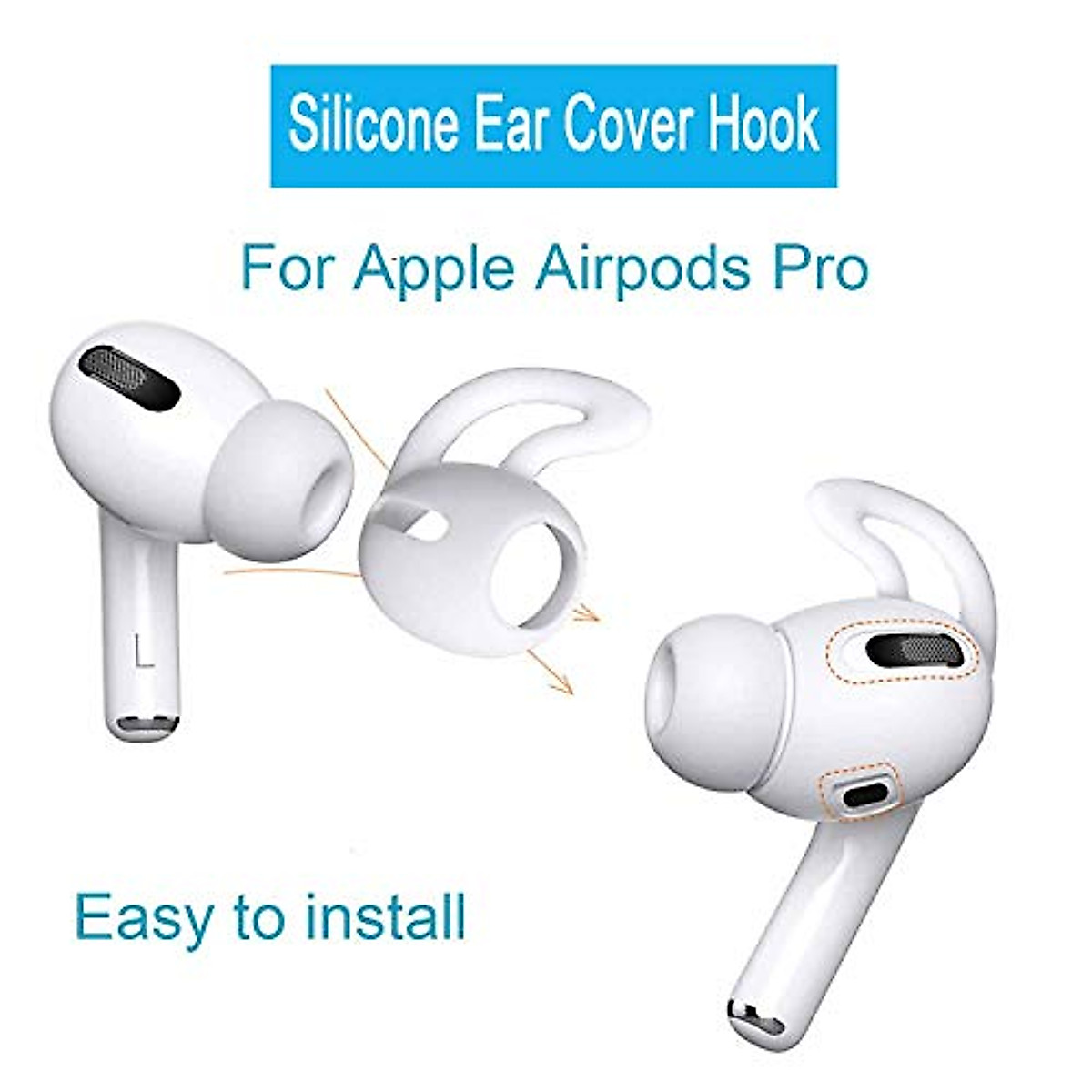 Generic Brands, Ear Covers and Hooks Accessories Compatible with Apple AirPods Pro, Fonygo 3 Pairs Professional Anti-Slip Silicone Earbuds Tips Hook Compatible with Apple Airpods Pro(3 Pairs Black)