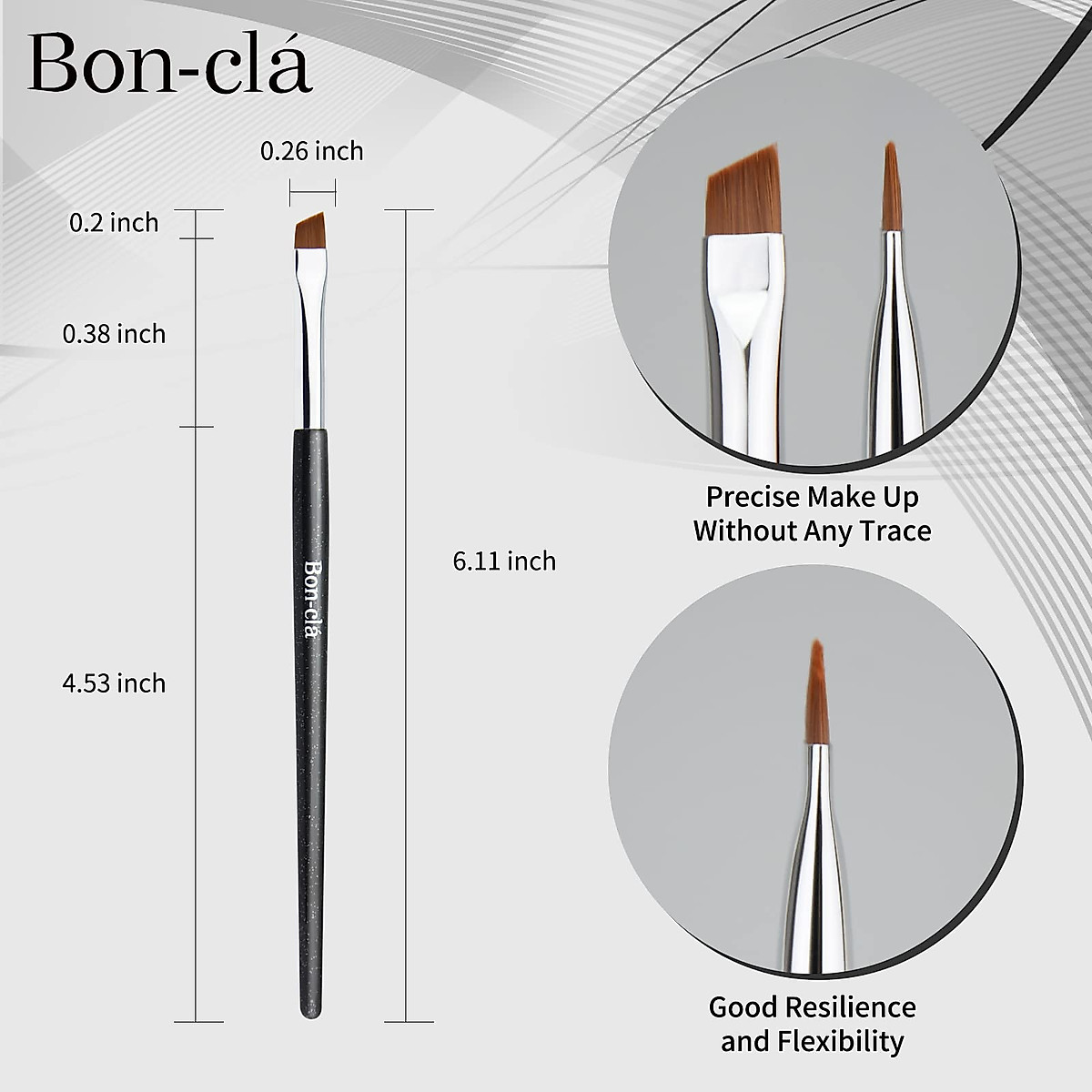 Bon-clá Fine Angled Eyeliner Brush,Golden Handle, for Gel, Liquid, Cream, Powder, Cake, Eye Cosmetics, Professional Makeup Tools