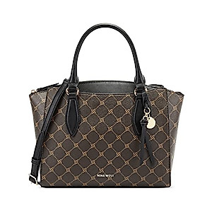 NINE WEST womens Paisley Jet Set satchel tote, Brown/Black, One size US