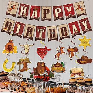 Cowboy Happy Birthday Party Decorations - NOVBAUB 29PCS Hanging Swirls Western Birthday Party Decorations Whirls Hanging Streamers Rodeo Hanging Swirls Streamers Cowboy Birthday Party Decorations