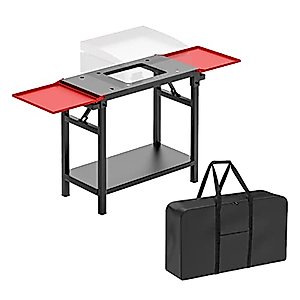 SafBbcue Adjustable Griddle Stand for Blackstone 17 Inch Griddle 22" Griddle, Multifunctional BBQ Stand with Double -Shelf Outdoor Worktable for Cuisinart, Pit Boss, Royal Portable Grill, Pizza Oven