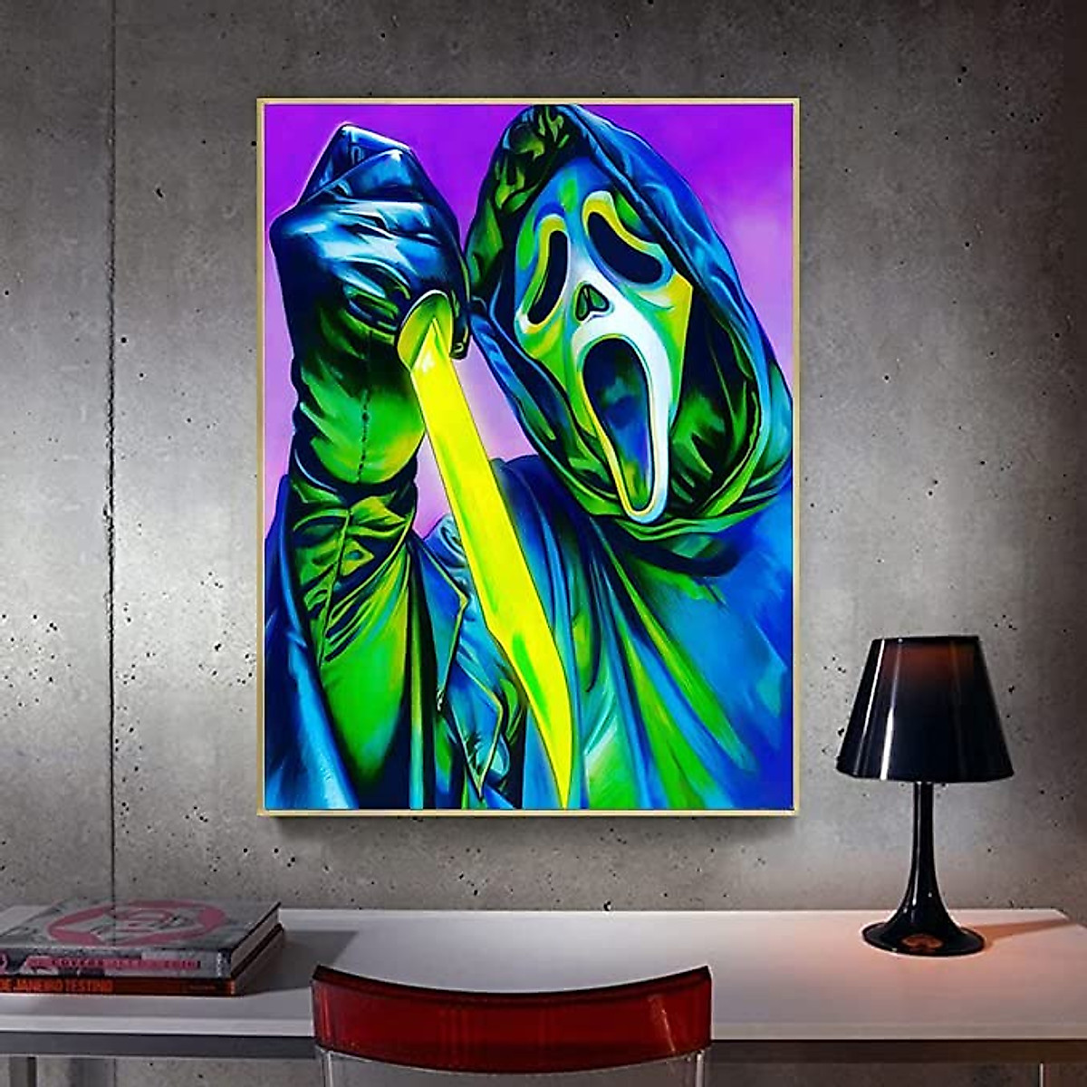 Chuangyi 5D DIY Diamond Art Painting by Number Kits, Horror Movie Round Full Drill Crystal Rhinestone Embroidery Diamond Arts for Home Wall Decor 16X20 inch