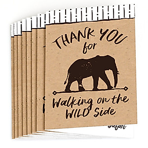 Big Dot of Happiness Wild Safari - African Jungle Adventure Birthday Party or Baby Shower Thank You Cards (8 count)