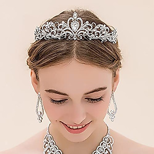 Princess Crown for Women, Crystal Queen Tiaras for Girls Bridal Hair Accessories Gifts for Birthday Wedding Prom, Bridal Party, Pageant, Halloween Christmas Costume - Silver (1 Pcs)