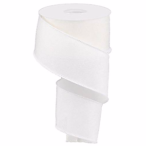 Shiny Solid Canvas Wired Edge Ribbon, 10 Yards (White, 2.5")