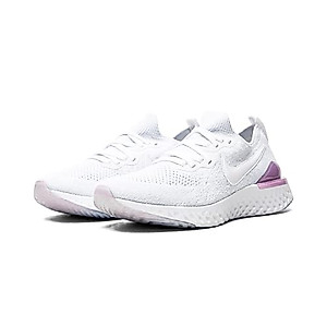 Nike Women's Epic React Flyknit Running Shoe, White/Pink/Black, 9.5