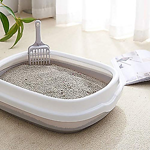 Shulemin Litter Box with Scoop Cat Litter Box High Side and Back Semi-Closed Detachable PP Pet Cats Sand Toilet Litter Pan Sifting Litter Box for Cats Dogs Pink L