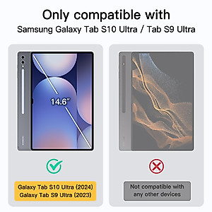 JETech Case for Samsung Galaxy Tab S10 Ultra/Tab S9 Ultra 14.6-Inch with S Pen Holder, Slim Folio Stand Protective Tablet Cover, Multi-Angle Viewing (Black)