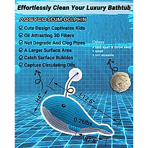 AOSYCO Scum Absorber for Spa Hot Tub, Whale Scum Defoamer Hot Tubs Skimmer, Anting Foam Absorbing Sponges Accessories, Upgraded of Scum Bug Scumbug Scum Rays, Soak Up Oils Reusable Cleaner, 2Pack Kit