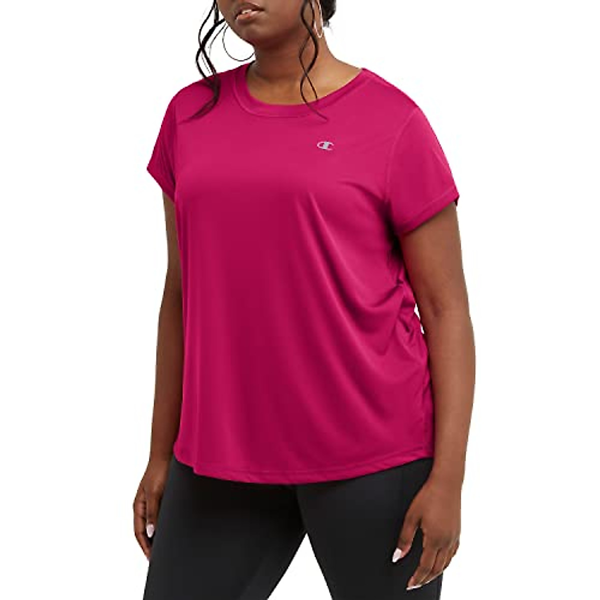 Champion, Classic Sport, Moisture-Wicking T-Shirt, Athletic Top for Women, Fantastic Fuchsia Reflective C Logo, 4X Plus