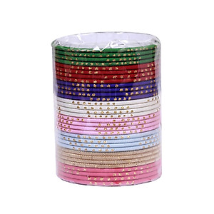 SANARA Indian Traditional Partywear 96 pcs Multi Color Metal Bangle Churi Set Bollywood Indian Traditional Arrangement Wedding Wear Costume Bangle Set (2.6)