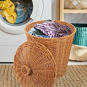 BESTOYARD Wicker Trash Can with Lid in Bedroom 4 Gallon Trash Can in Office 11x9 Inch Woven Wicker Waste Basket for Office Garbage Bathroom Under Desk Can