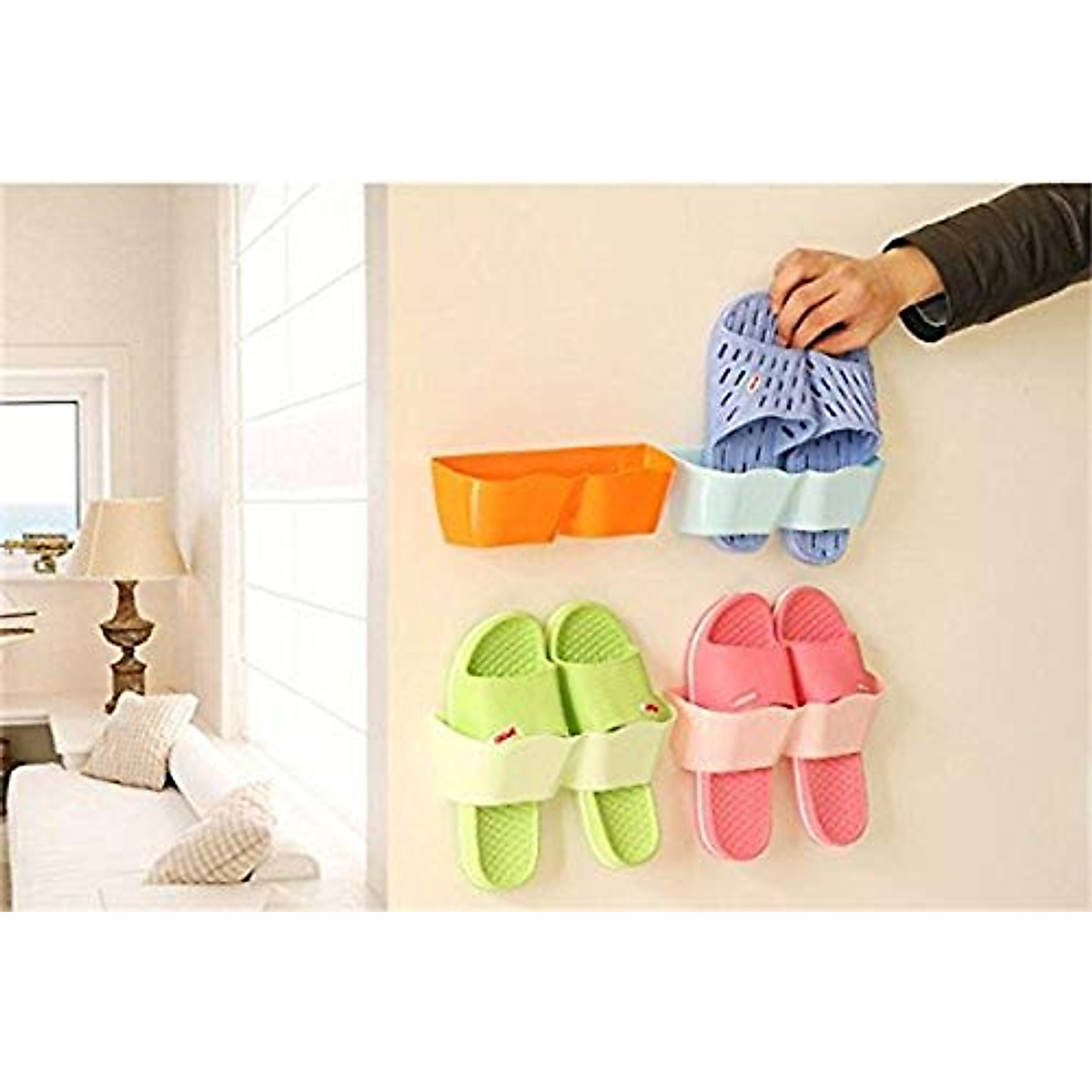 4 PCS Creative Plastic Wall Mounted Shoes Rack for Entryway Over the Door Shoe Hangers Organizer Hanging Shoe Storage Racks