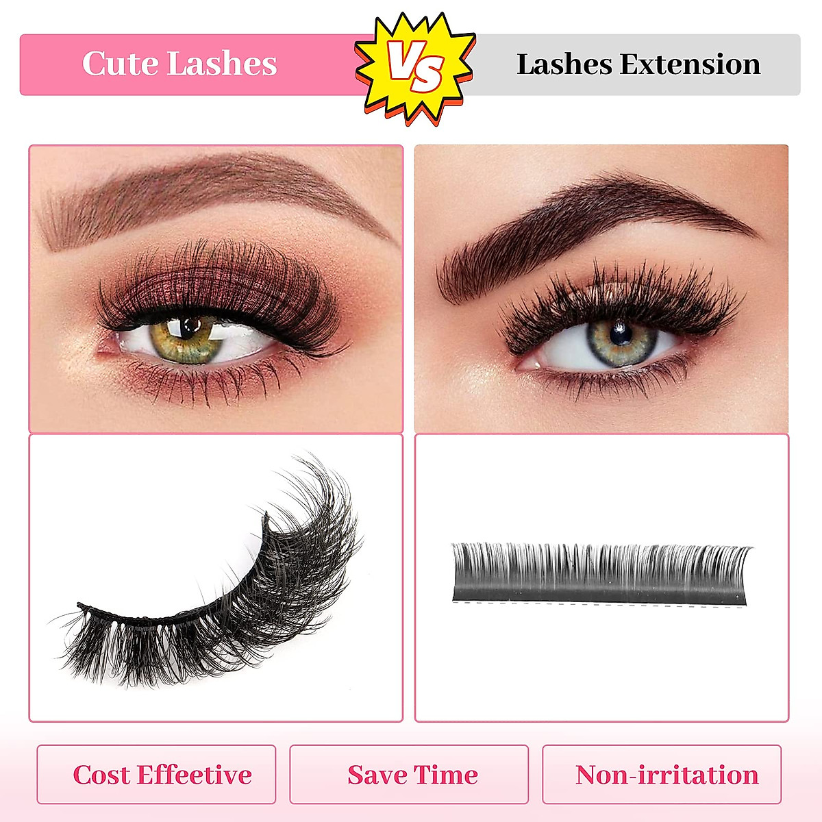 MilyBest Lashes False Eyelashes Faux Mink Cat Eye Lashes Fluffy Pestañas Postizas Wispy D Curl Volume Lashes Look Like Extension Pack Fake Eyelashes 10 Pairs