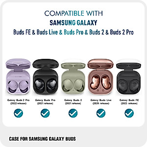 wenew case for Galaxy Buds FE/Galaxy Buds 2 Pro/Galaxy Buds Pro/Galaxy Buds 2/ Galaxy Buds Live, Cute Patterned Hard Shell with Clip for Women Men (Cute Dino)