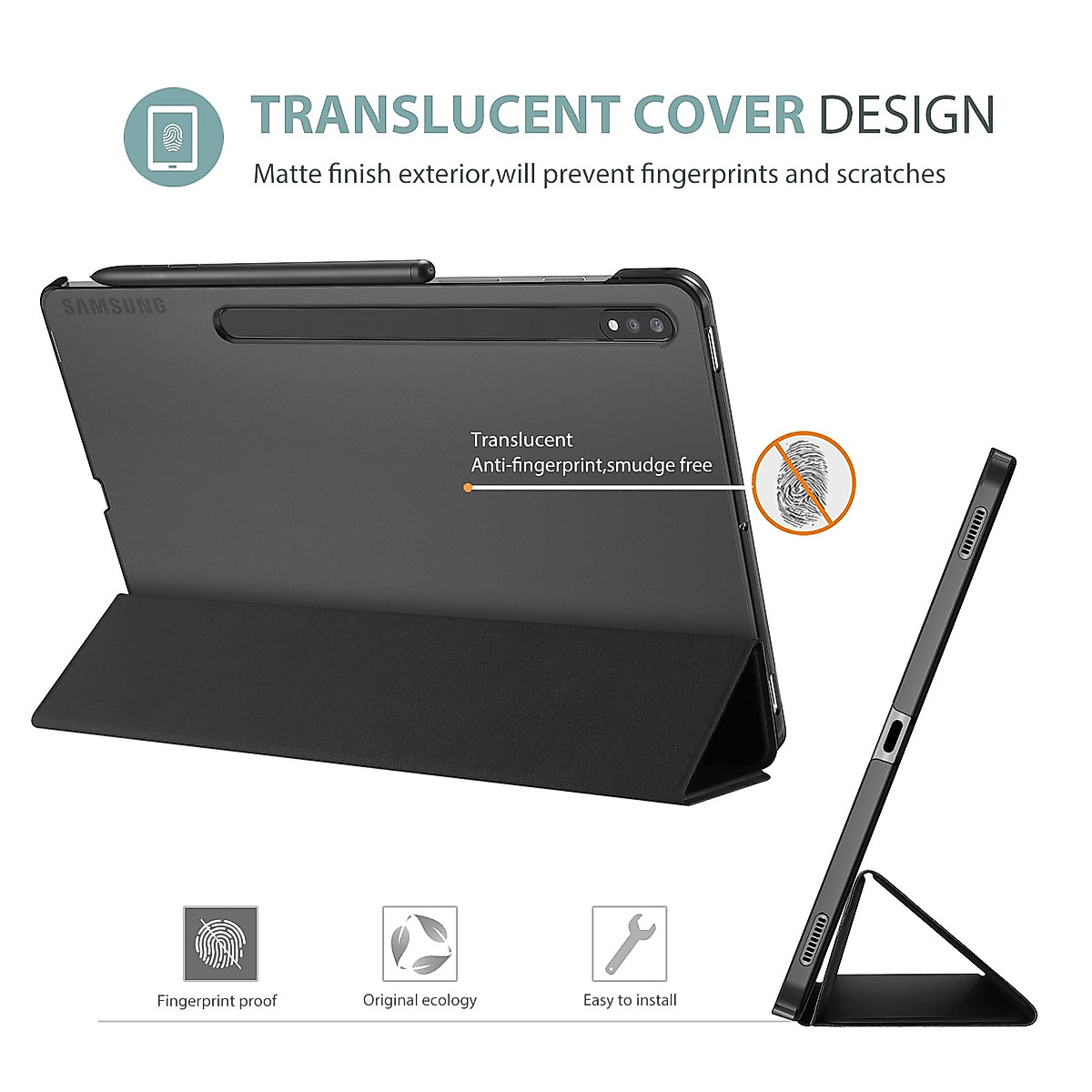 ProCase Cover for Galaxy Tab S8 / Tab S7 11 inch Case, Protective Slim Case Folio Hard Back Stand Smart Cover for 11" Galaxy Tab S8 2022 / Galaxy Tab S7 2020 SM-X700 X706 T870 T875 T878 –Black