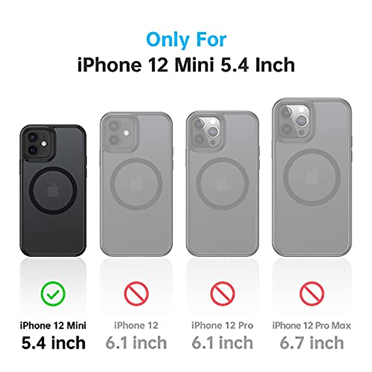 Meifigno Magnetic Case Designed for iPhone 12 Mini Case,[ Military Grade Protection & Compatible with MagSafe] Translucent Matte Back with Soft Silicone Edge, for iPhone 12 Mini 5.4 Inch(Black)