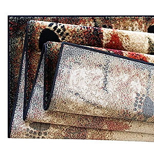 EMMA + OLIVER Ursa 6'x9' Rustic Cabin or Lodge Theme Rug with Bear and Cub Design with Trees in Background and Bear Track Patterned Edges