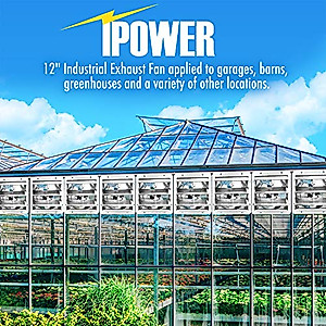 iPower 12 Inch Shutter Exhaust Fan Aluminum High Speed 1620RPM, 940 CFM, Silver (Pack of 1)