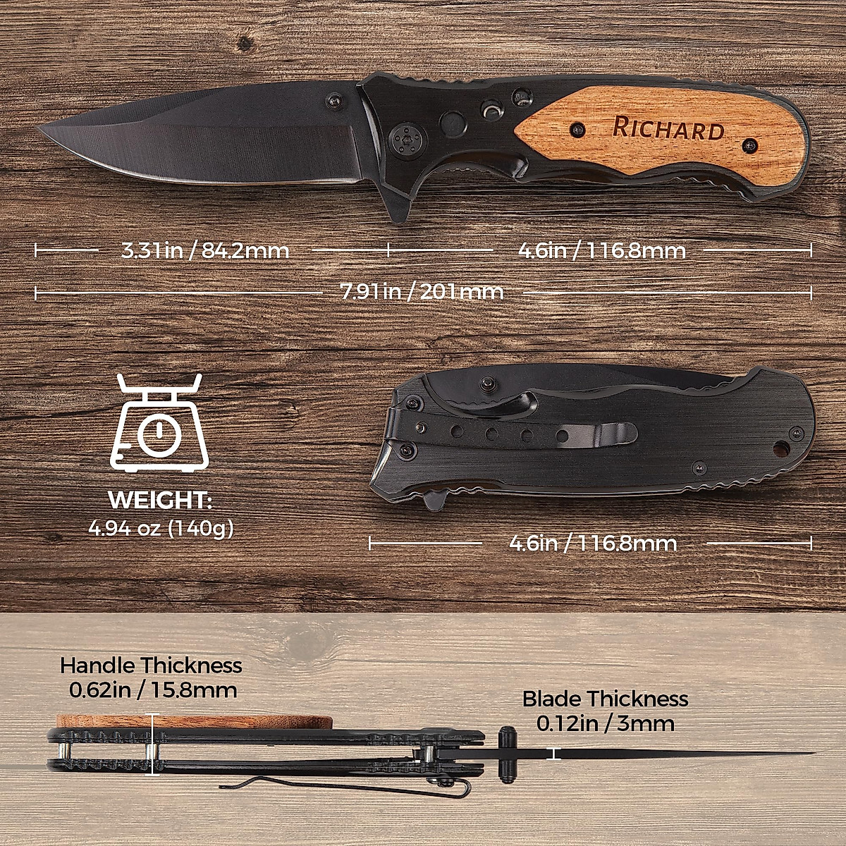 NRONON Custom Knife For Men,Custom Engraved Pocket Knife,Idea For Dad Husband Boyfriend Him Son - Father's Day Christmas Anniversary Birthday