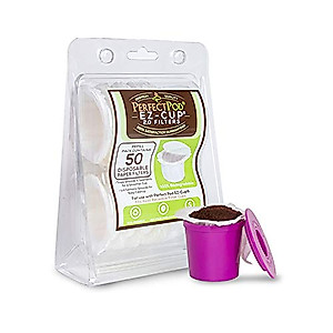 Perfect Pod EZ-Cup Paper Coffee Filters with Patented Lid for Single-Serve Coffee Brewers and Coffee Pods, Compatible with Keurig, 8-Pack (400 Filters)