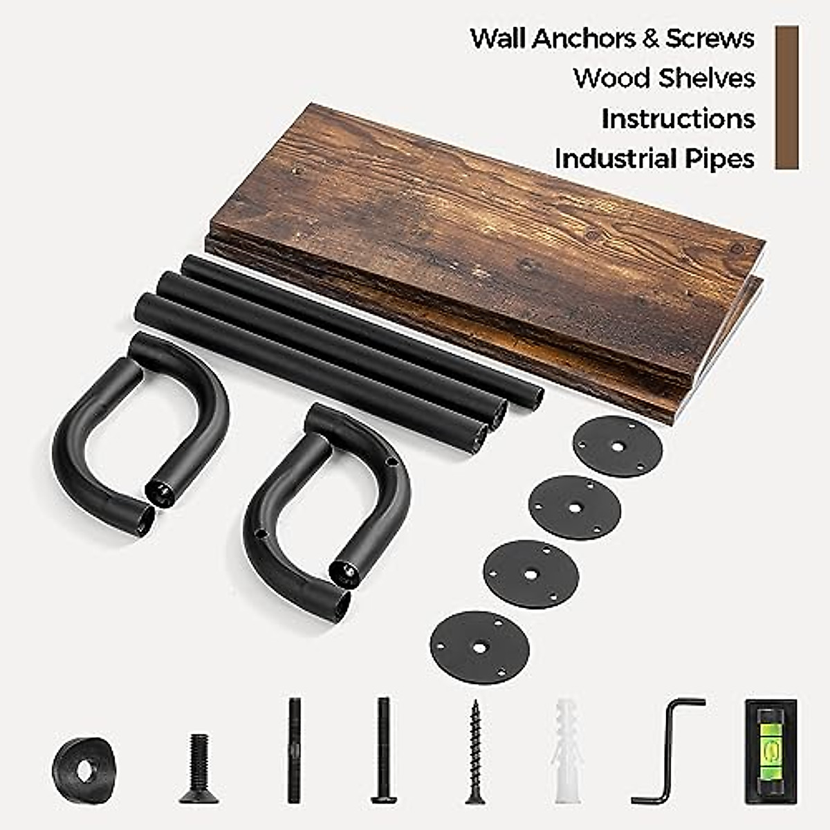 FLYJOE 2 Tier Bathroom Shelves with Towel Bar, Rustic Wall Mounted Industrial Pipe Shelving, Floating Shelves for Wall Decor & Storage for Bathroom Kitchen Living Room 23.6 x 16 Inch - Rustic Brown